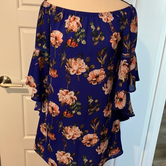 Wishful Park | Dresses | Wishful Off Shoulder Beautiful Blue Floral ...